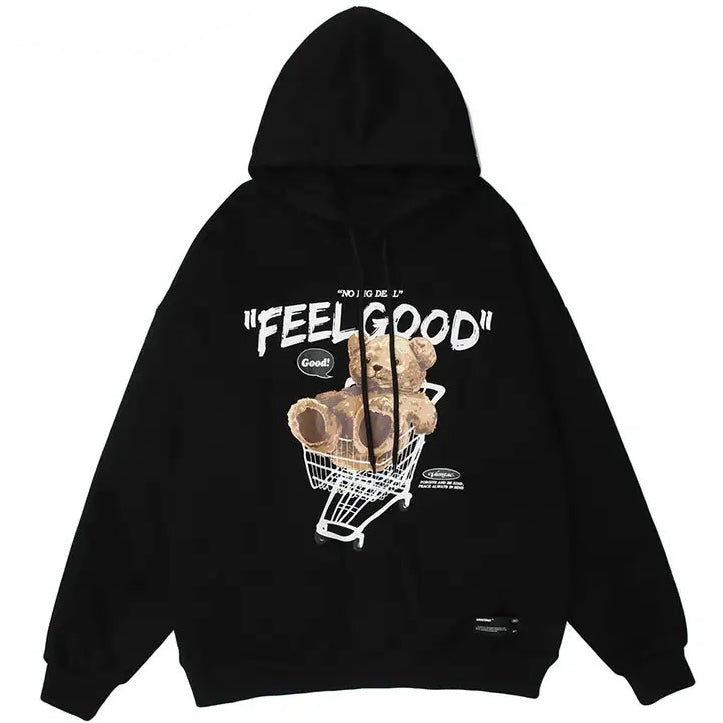 “FEEL GOOD” Bear Hoodie – COLDLINE CLOTHING