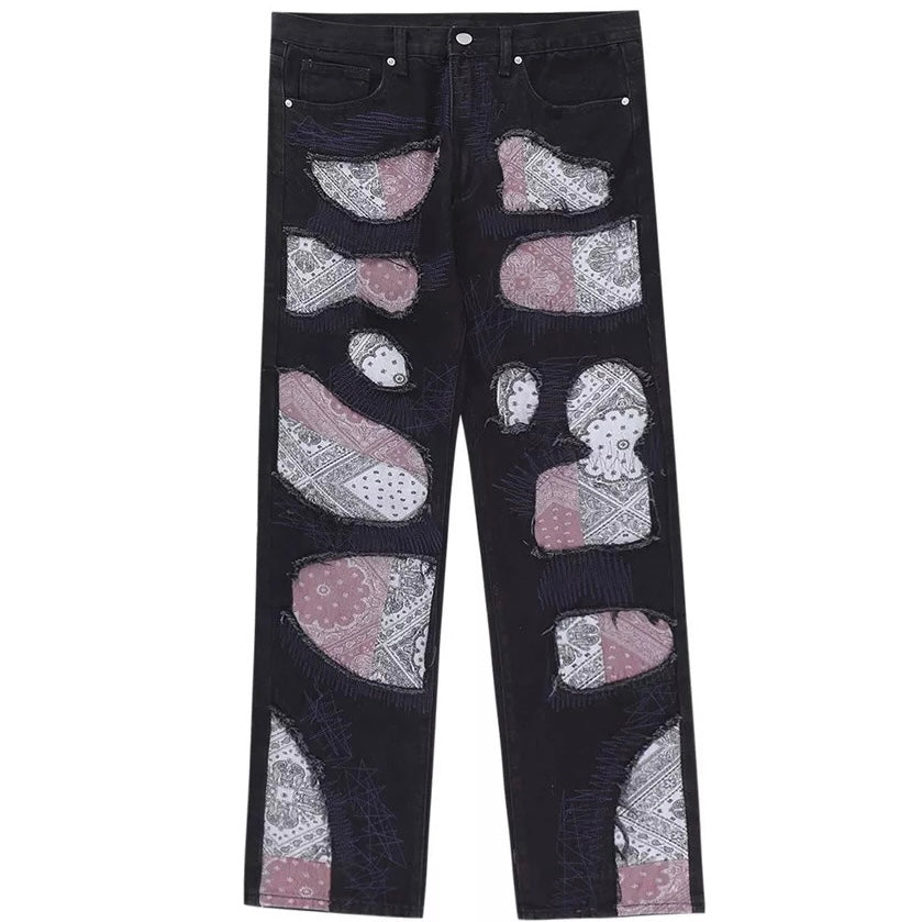 Bandana Patchwork Distressed Jeans – COLDLINE CLOTHING