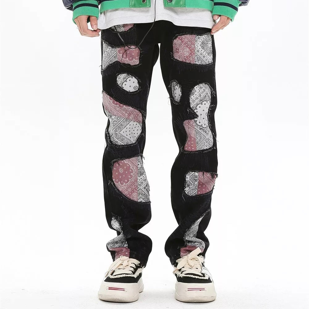 Bandana Patchwork Distressed Jeans – COLDLINE CLOTHING